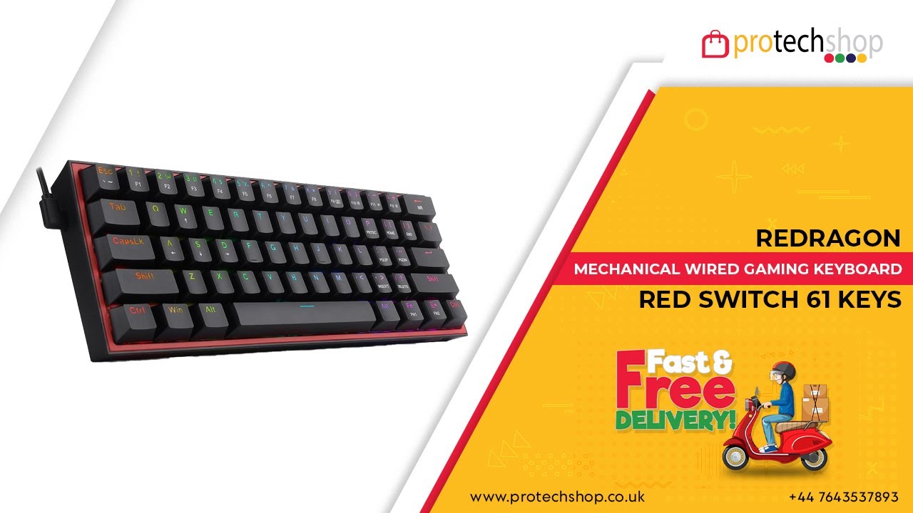 REDRAGON K617 RGB Mechanical Wired Gaming Keyboard | Red Switch 61 Keys ...