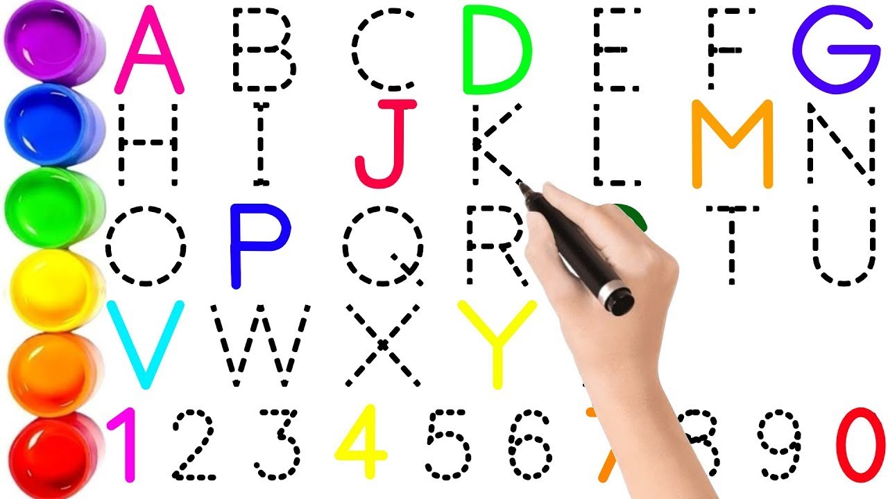 ABCD Learning to count and trace Alphabets with Bright colors for Kids ...