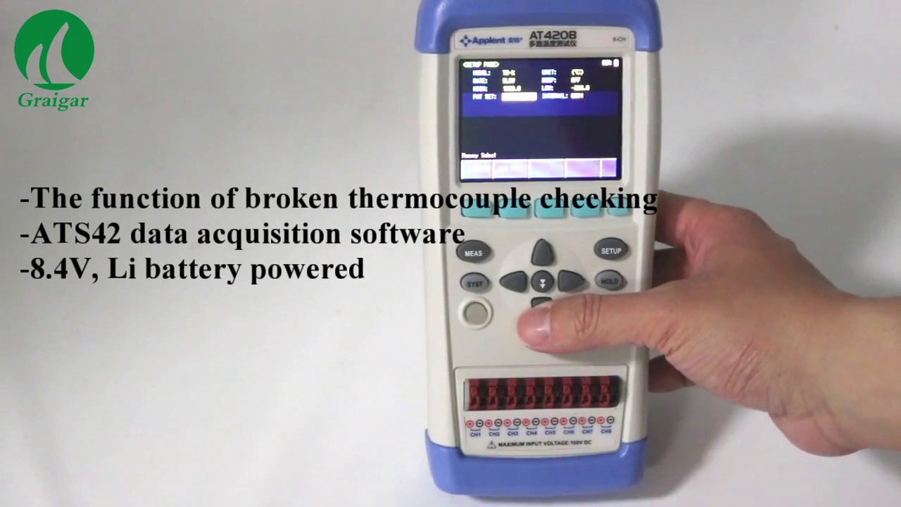 AT4208 8-Channel Handheld Multi-Channel Temperature Meter - YouTube