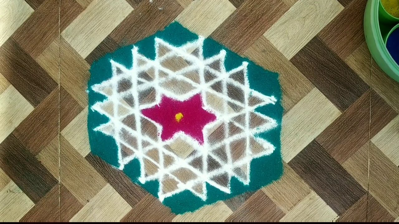 Easy shree yantra rangoli for Laxmi pooja - YouTube