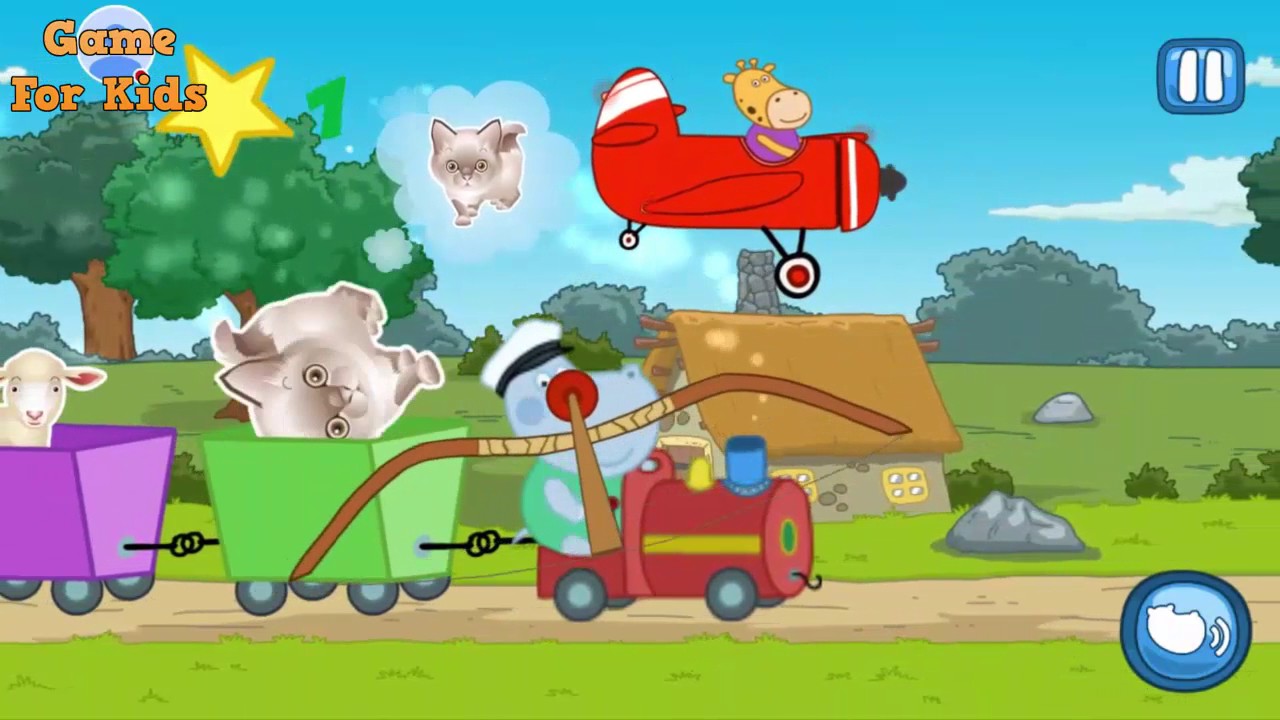 Hippo train game for kids - YouTube