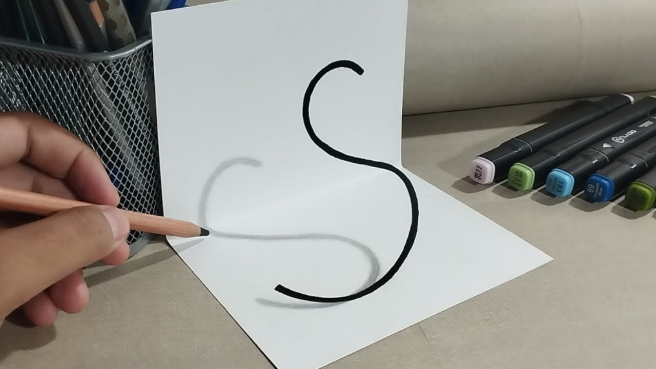 Dibujos 3D 👉 Como Dibujar LETRA 3D - TRUCO de ilusion optica - YouTube