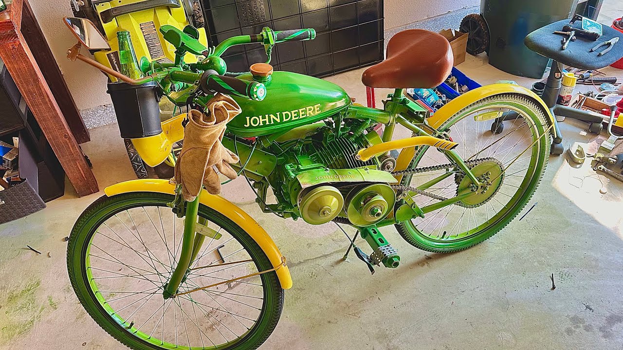 John Deere Motorized bicycle Cruising Around predator 212cc 6.5hp - YouTube