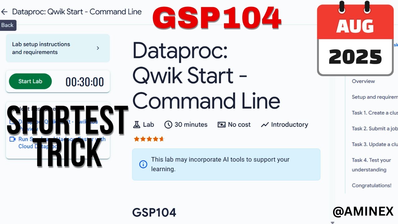[2025] Dataproc: Qwik Start - Command Line || GSP104 || #qwiklabs #arcade - YouTube