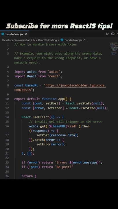 Handle Errors with Axios ReactJS Interview Questions #reactjs #api #axios #error # ...