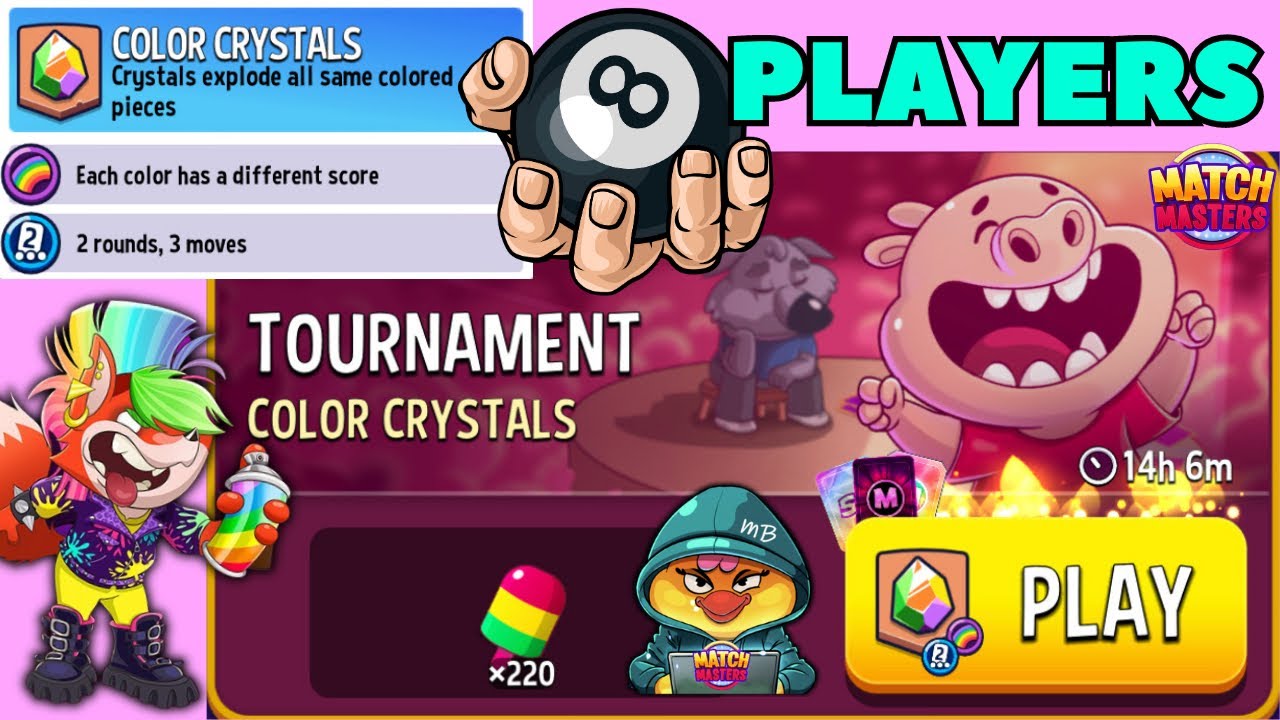 TOURNAMENT! 8 players Color Crystals Rainbow | Match Masters - YouTube