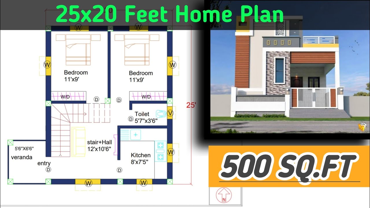 25x20 HOUSE PLAN | 500sqft | West Face Plan | kam jagah mein ghar ka ...