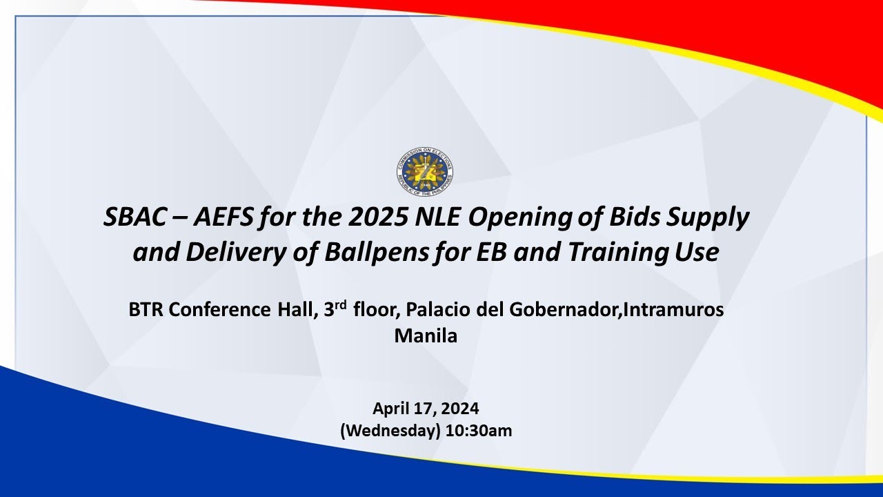 SBAC- AEFS for the 2025 NLE Opening of Bids Supply and Delivery of ...