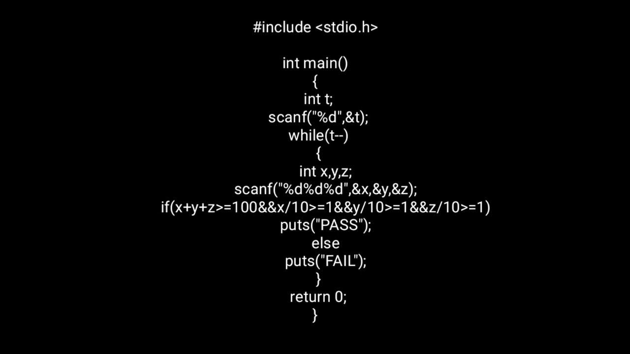Codechef C solution Pass the exam | codechef long challenge - YouTube