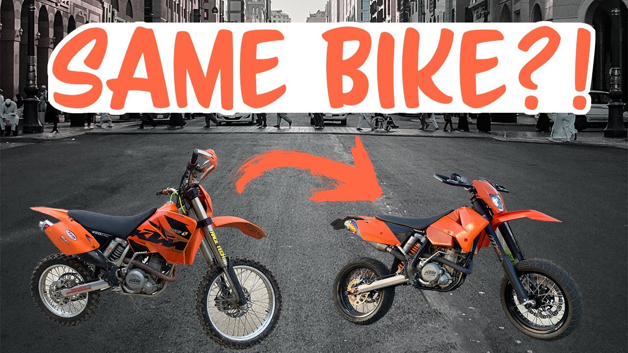 Dirtbike to Street Legal Supermoto Transformation! KTM 450 EXC Part 1 ...