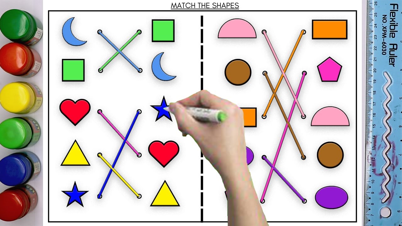 Match the Shapes| Circle, oval, square, rectangle, triangle, crescent ...