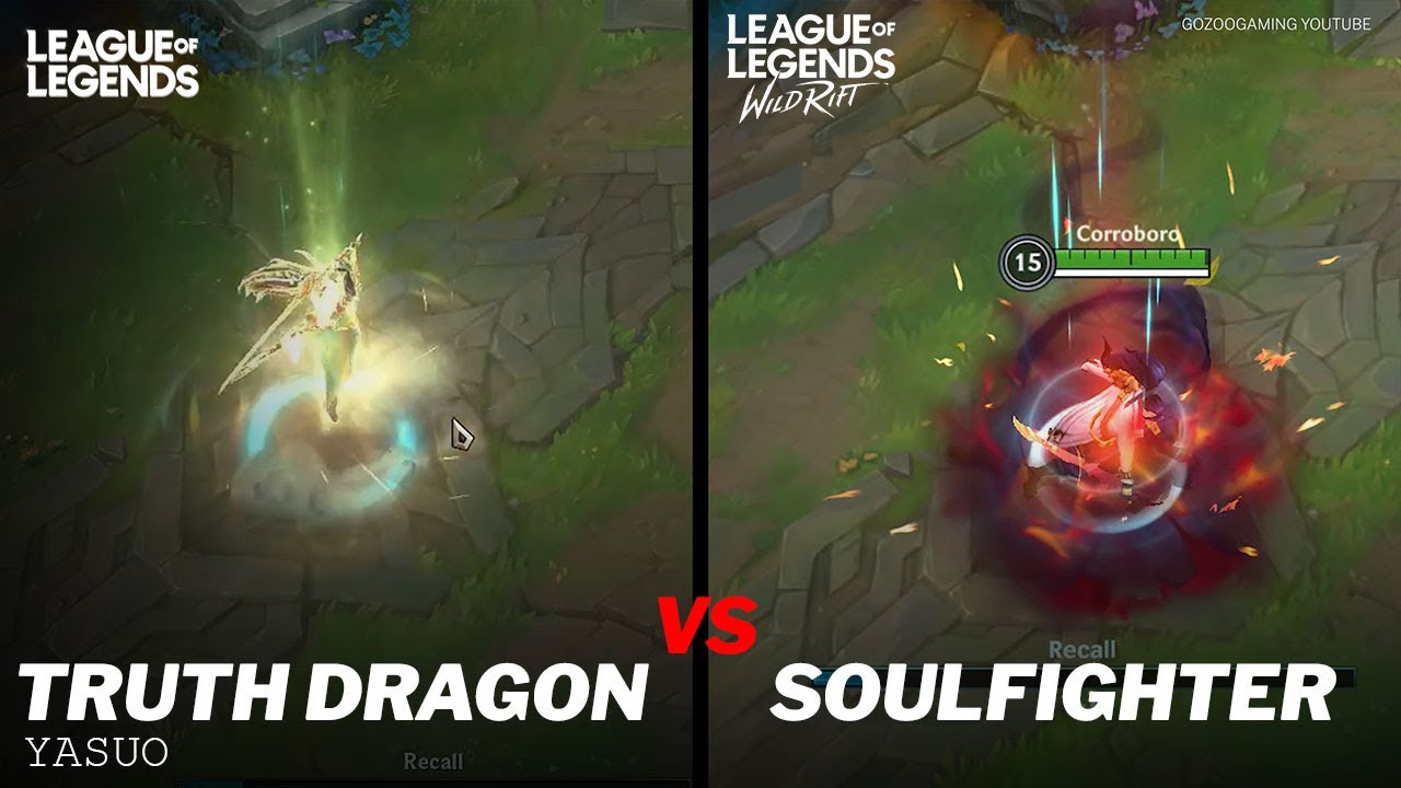 Yasuo Soulfighter VS Truth Dragon Skin Comparison Wild Rift - YouTube