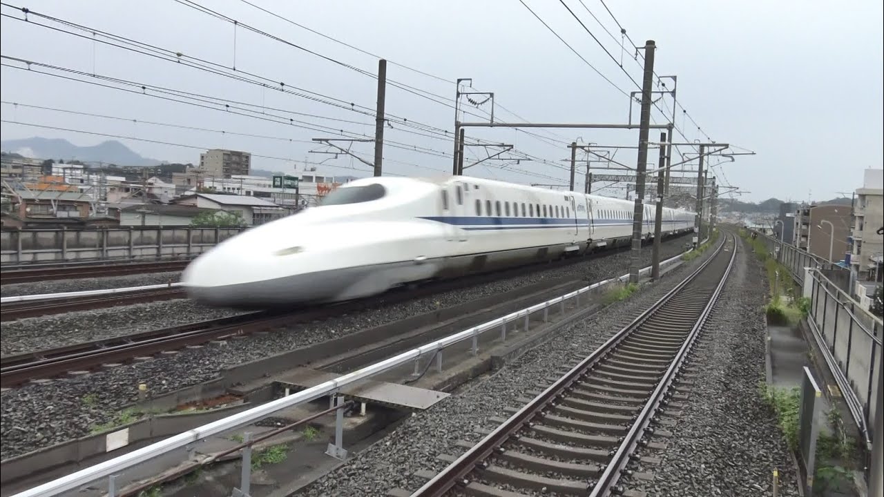 超高速で掛川駅を通過してこだまを追い抜く東海道新幹線下りn700系のぞみ Youtube