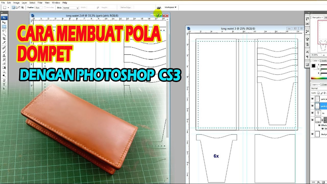 Membuat Pola Dompet dengan Photoshop cs 3 [ free psd file - YouTube