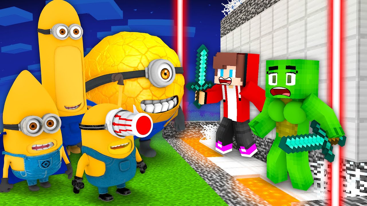 MAIZEN : JJ and Mikey Security House vs Minion Army - Minecraft Animation JJ & Mikey - YouTube
