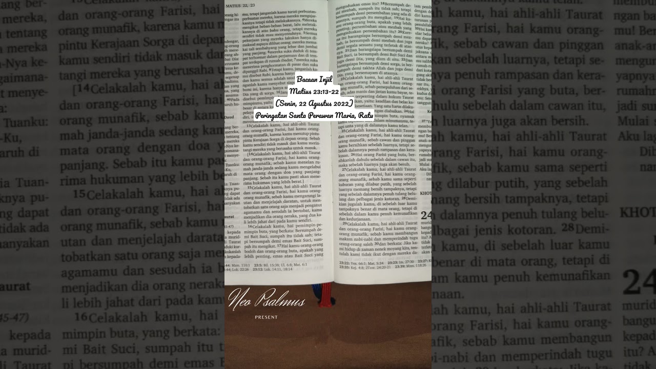 Bacaan Injil || Matius 23:13-22 (Senin, 22 Agustus 2022) PW. Santa ...