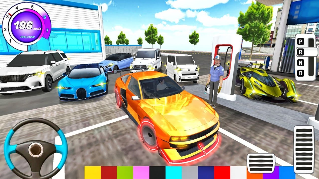 New Hyundai Orange Racing Car Refueling In Fuel Station - 3D Driving ...