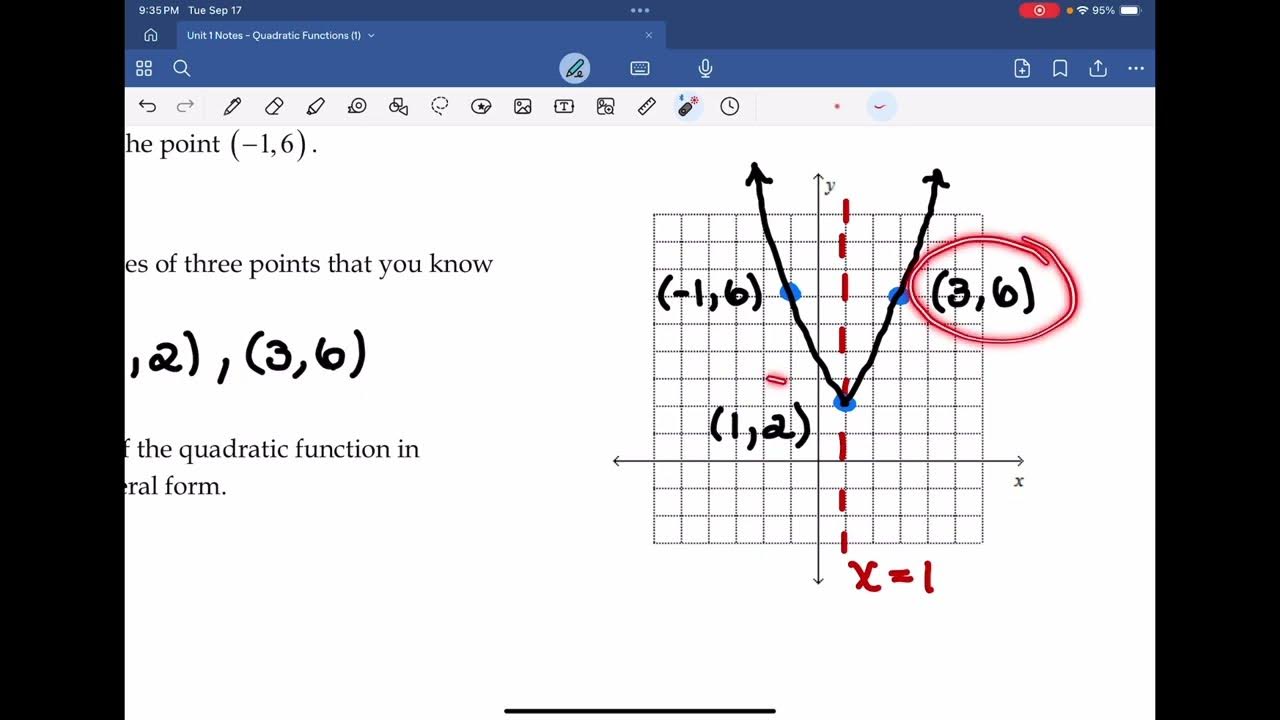 Math 20-1 Unit 1 Lesson 3.2: Investigating Quadratic Functions in General Form - YouTube