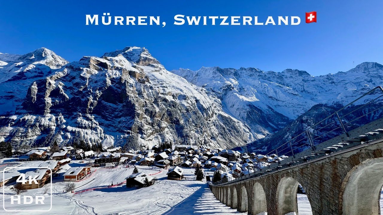 Murren, Switzerland🇨🇭| Swiss village winter walk | 4K HDR - YouTube