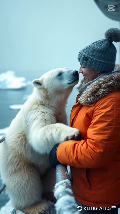A little polar bear that wants to get on the boat #polarbear # ...