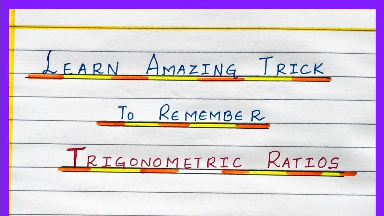Trick to Remember Trigonometric Ratios : Very Easy to Remember - YouTube