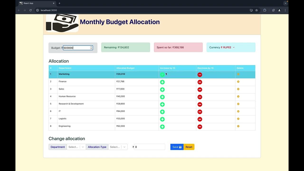 Budget App React JS - With UseContext State Control - YouTube