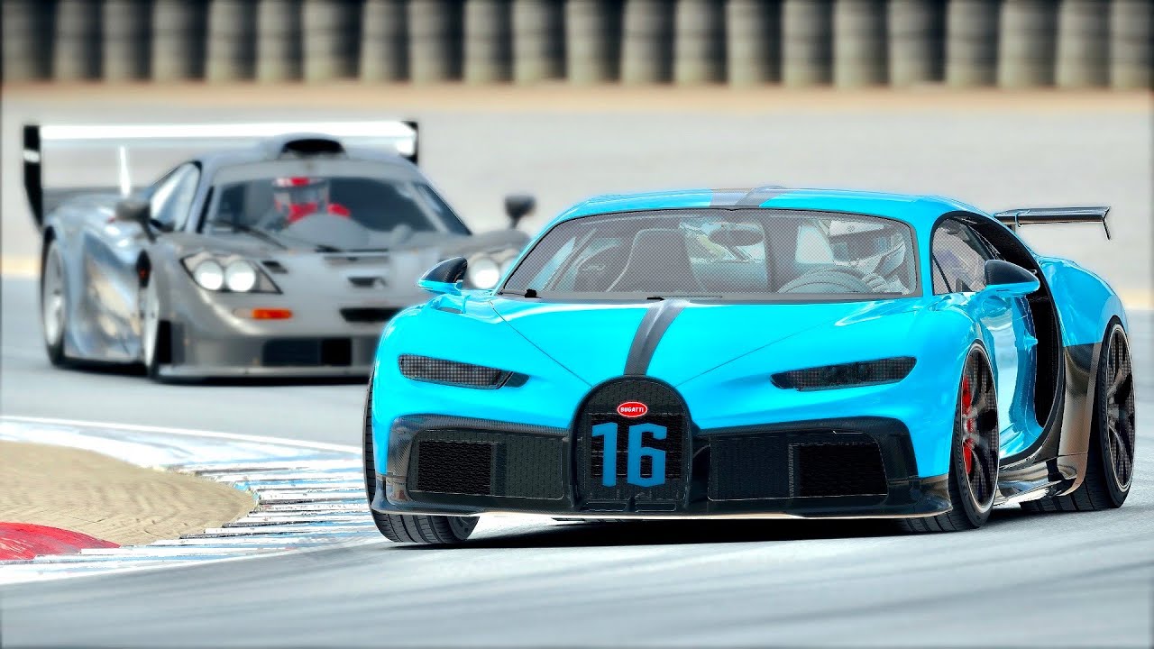 Bugatti Chiron Pur Sport vs McLaren F1 GTR Longtail at Laguna Seca ...