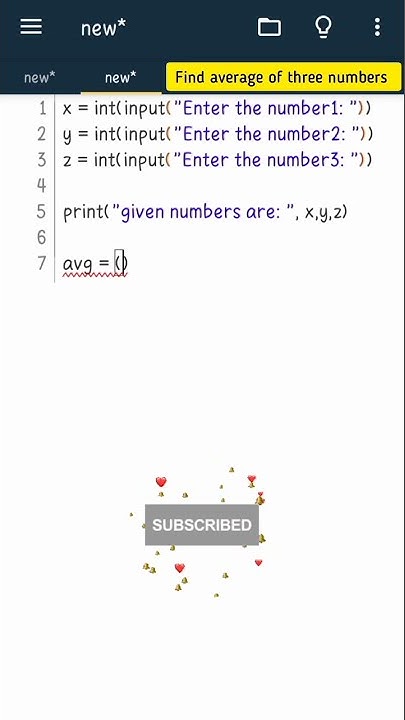 Average of three number in python 😯 #shorts #codexinfo - YouTube