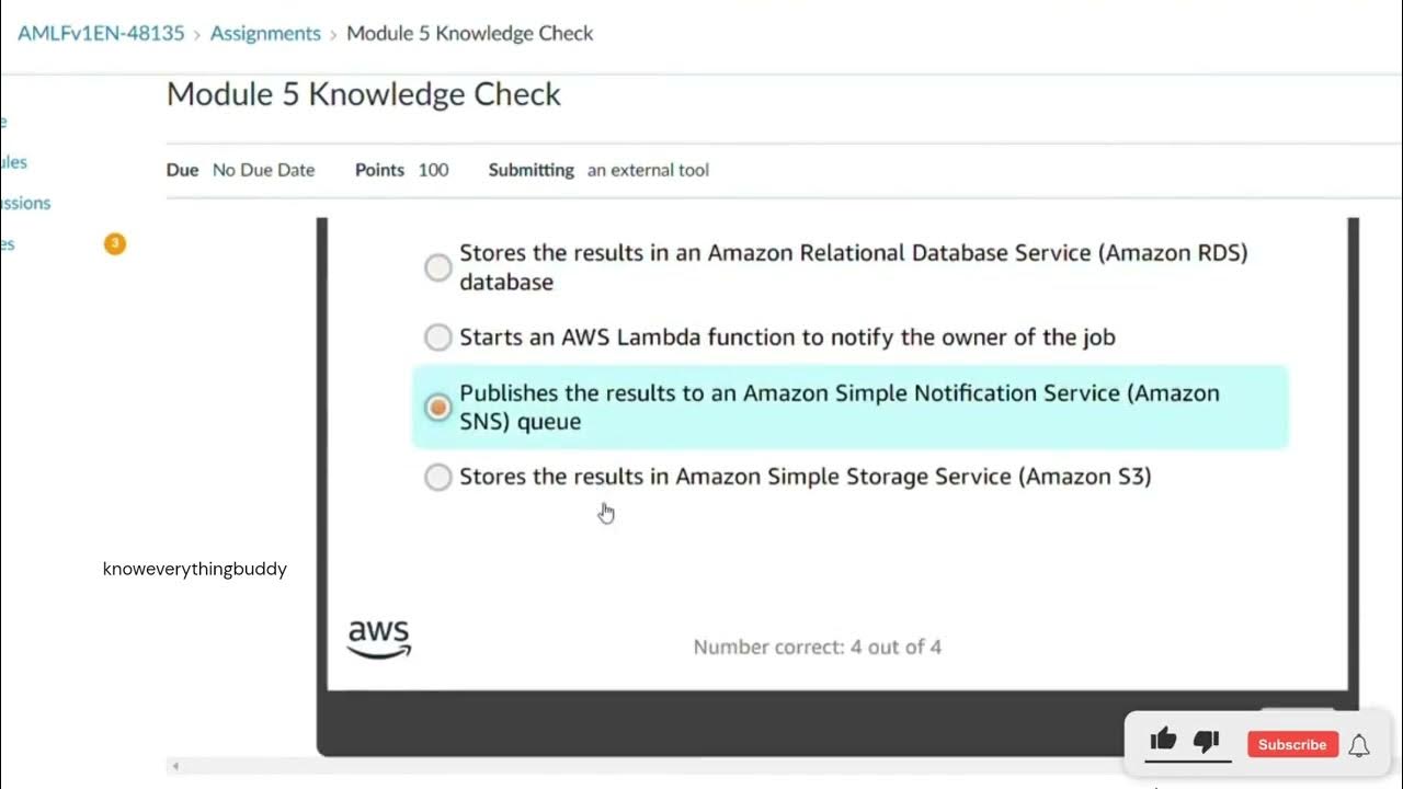 AWS Academy Machine Learning - Module 5 Knowledge check Answers - YouTube