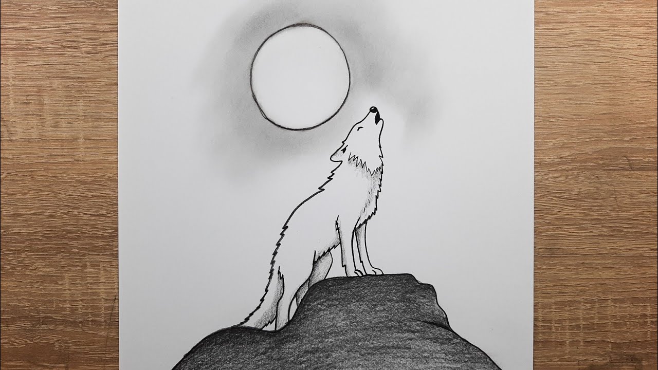 Ay Işığında Kurt Ve Manzara Çizimi Adım Adım Kolay Karakalem Resimler ...