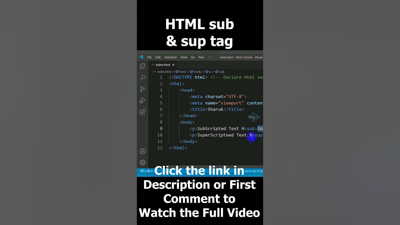 Html sub and sup tag ( Subscripted and Superscripted Text ) - Part 9 - YouTube
