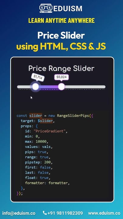 Price Slider Using Html Css And Js Cssbeginners Html Css Javascript