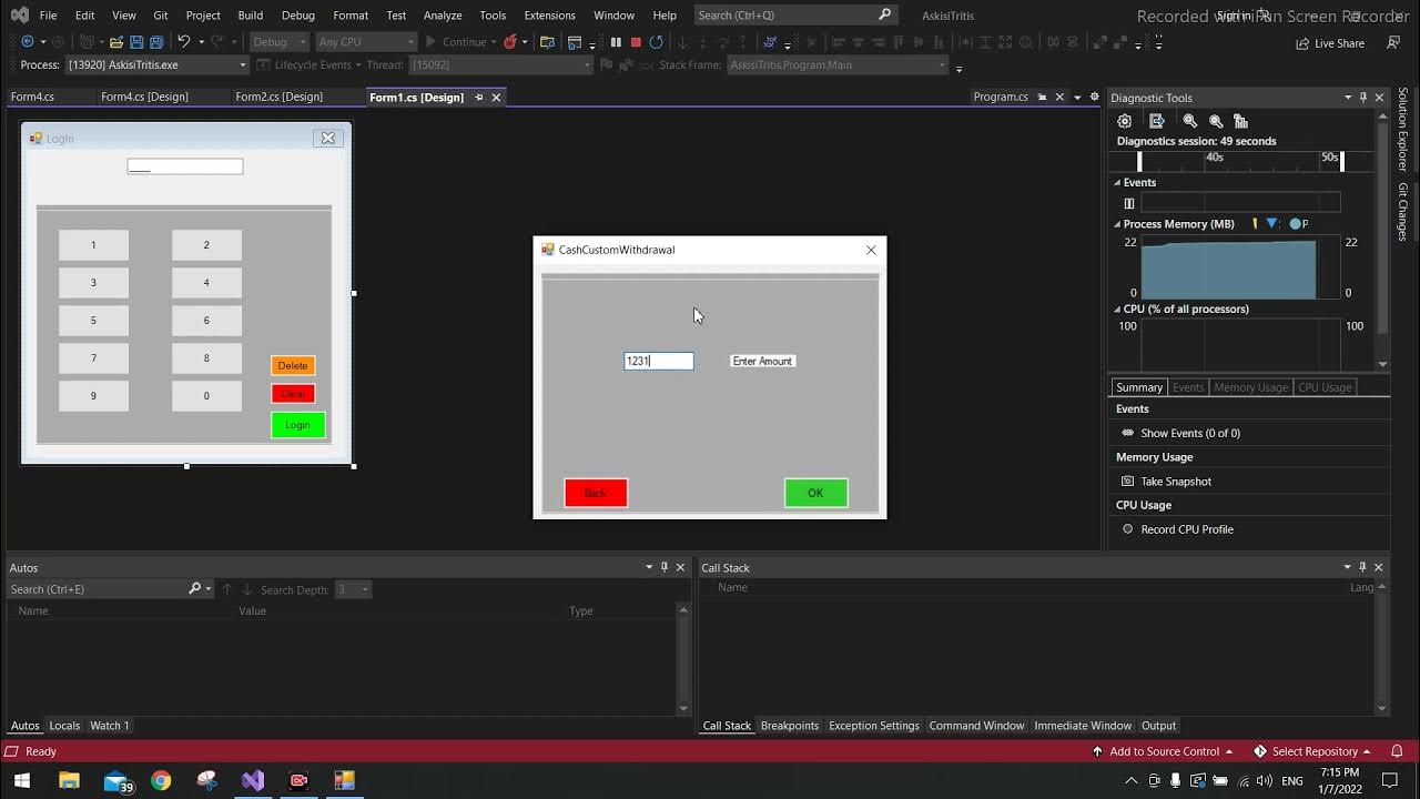 Visual studio with c# coding. ATM machine - YouTube