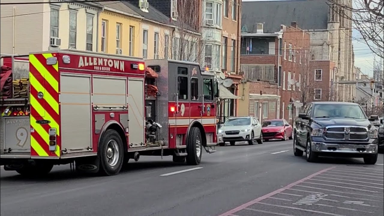 ALLENTOWN FD Engine 9 responding to *shots fired* wrong way down chew ...