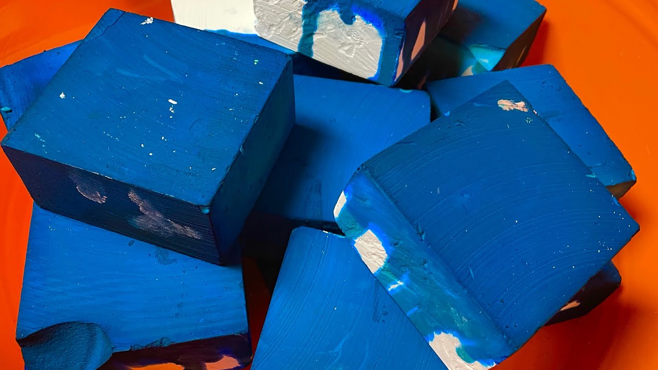 16 Blue Dyed Fresh Chalk Blocks - YouTube