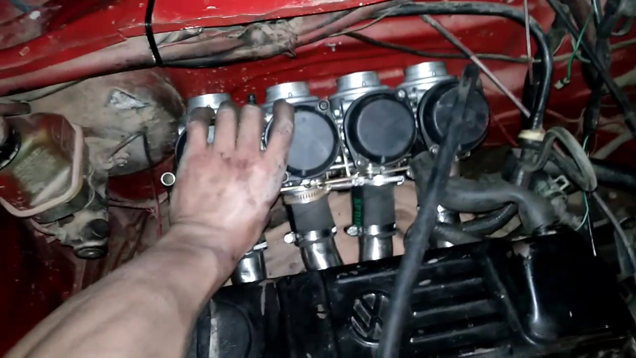 Vw 1.4 8v first start up with Yamaha r1 carbs - YouTube