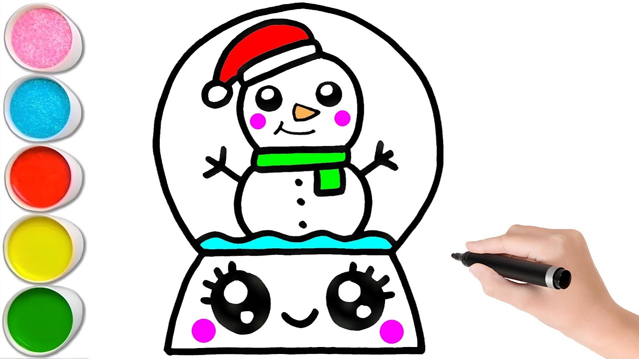 Çocuklar İçin Kolay Ve Sevimli Kardan Adam Resmi Çizim Ve Boyama ...