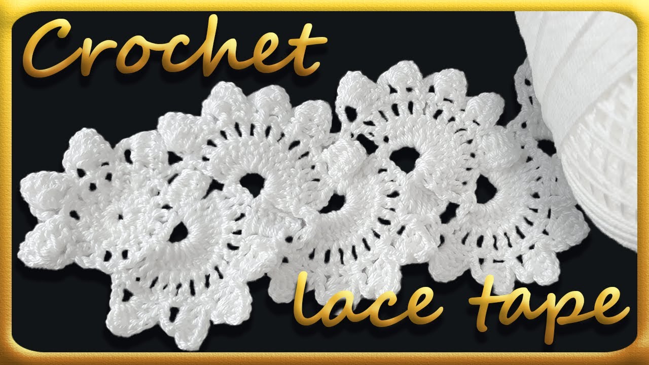 Crochet Lace tape from white thin threads #3 - YouTube