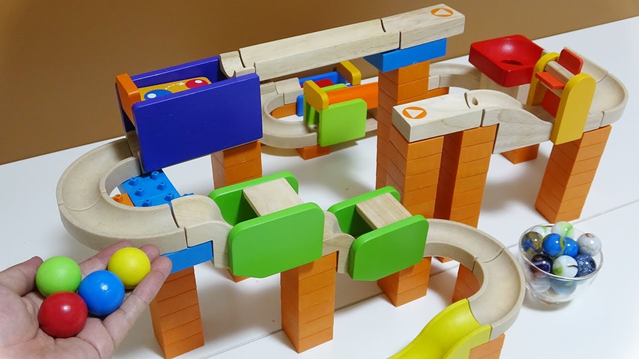 Marble Run ASMR ☆ Trix Track Wooden Building Course - YouTube