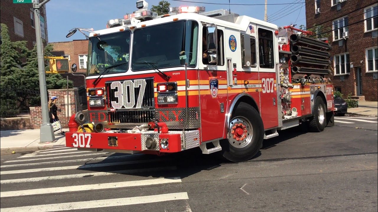 Brand New FDNY Engine 307 taking up from a small apartment fire - YouTube
