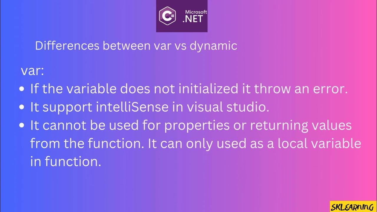 Difference Between var and dynamic in C# .NET - YouTube