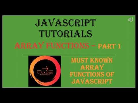 JavaScript Array Functions - Tutorial - UI UX Docs - YouTube