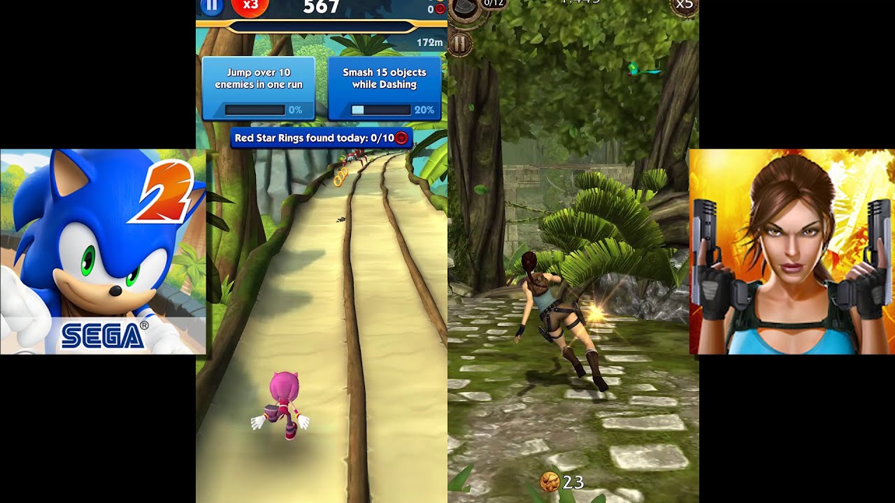 Sonic Dash 2 Sonic Boom Vs Lara Croft Relic Run Youtube