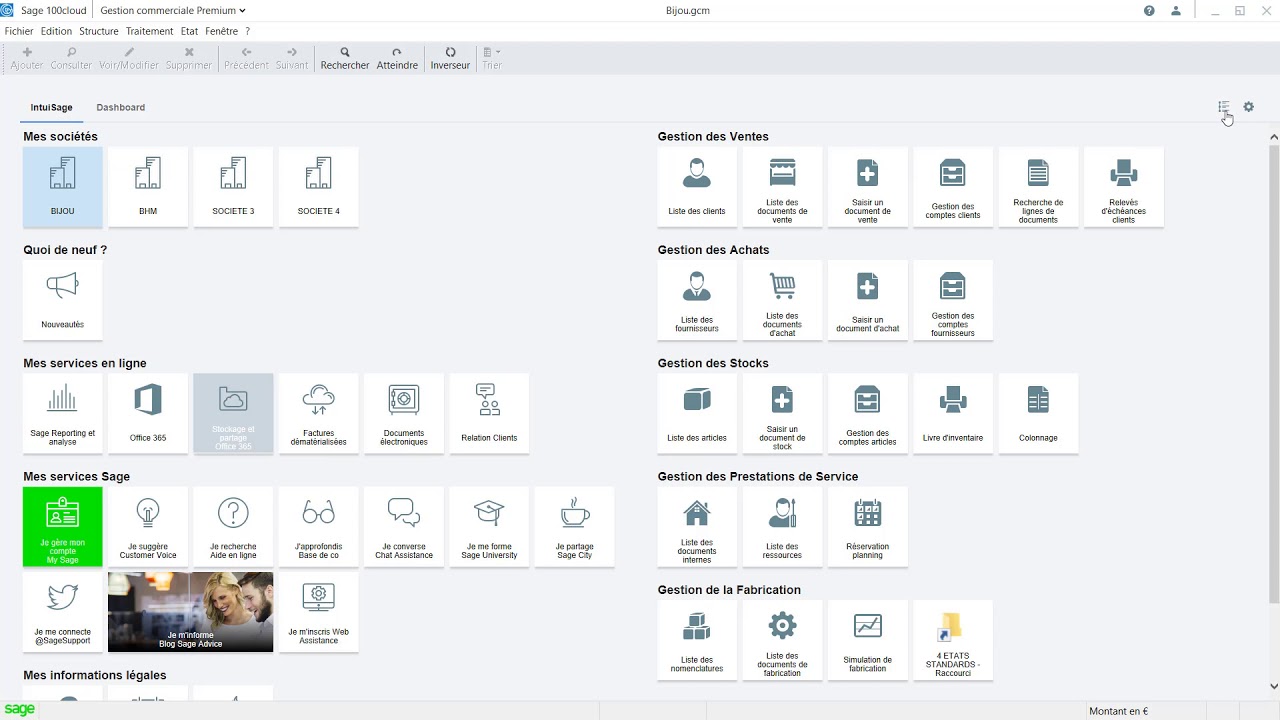 Sage 100cloud Gestion Commerciale : Interface - YouTube