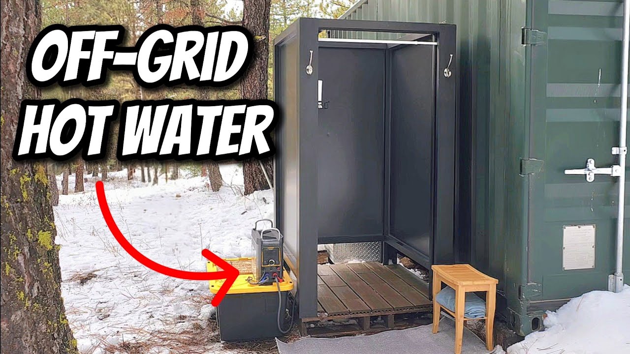 Simple DIY Outdoor Shower in the Woods - BougeRV Hot Water Heater - YouTube