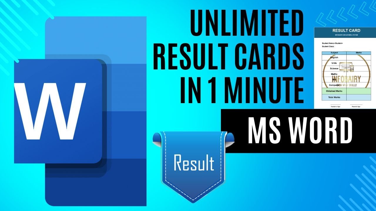 100 Result Cards in Just 1 Minute in MS Word| MS Word Tutorial - YouTube