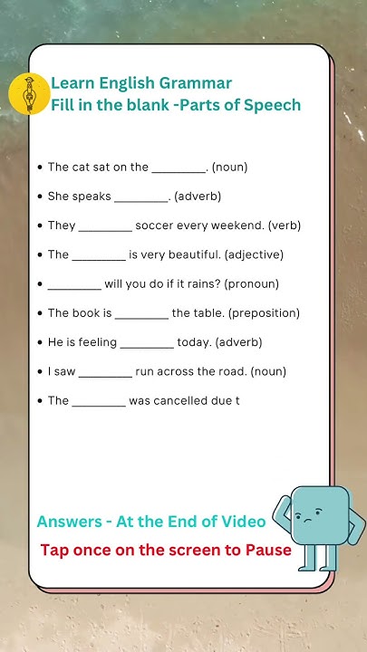 10 Fun and Easy Parts of Speech Fill in the Blanks | Boost Your Grammar ...