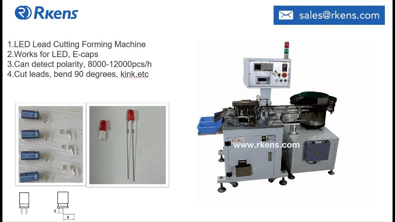 Auto vibration feeder LED capacitor lead cut bend form machine with ...