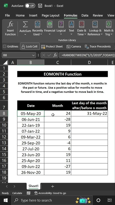 EOMONTH function in Excel - YouTube