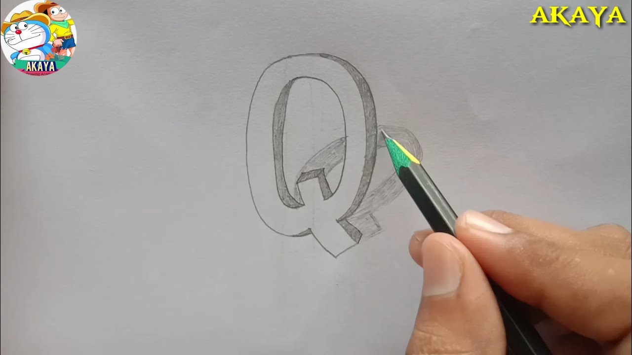 How to draw 3D "Q" alphabet (3D letters)drawing/easy way to draw/step by step drawing(#art #3d ...
